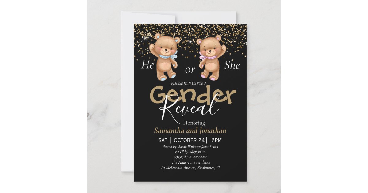 GOLD Gender Reveal Party Invitation | Zazzle