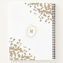 Gold Geometric and Glitter Custom Notebook | Zazzle