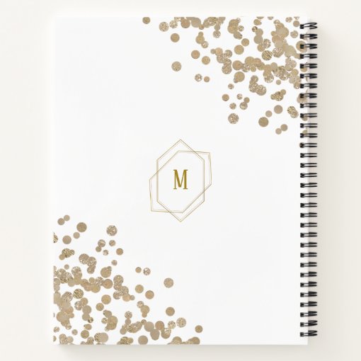 Gold Geometric and Glitter Custom Notebook | Zazzle