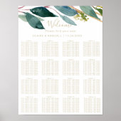 Gold Geometric Chic Foliage Wedding Seating Chart | Zazzle