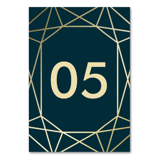 Gold Geometric Diamond Wedding Table Number Cards | Zazzle.com