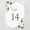 Gold Geometric Eucalyptus Greenery Table Numbers | Zazzle