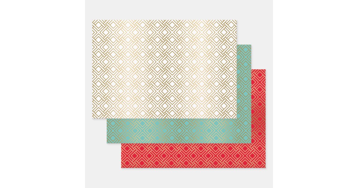 Gold geometric pattern custom background wrapping paper sheets | Zazzle