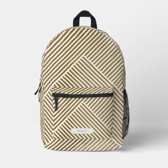 Gold Geometric Pattern Elegant Sophisticated Luxe Printed Backpack | Zazzle