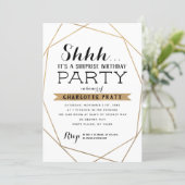 Gold Geometric Shh Surprise Birthday Party Invitation | Zazzle