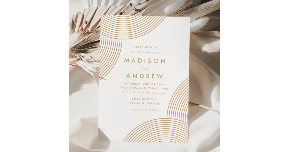 Gold Geometric Swirl Wedding Invitation | Zazzle