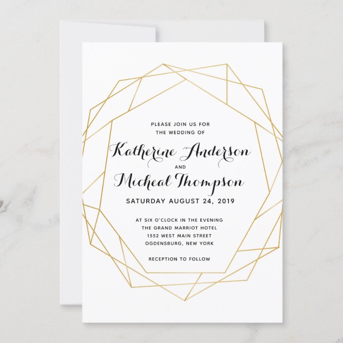 Gold Geometric Wedding Invitation | Zazzle.com