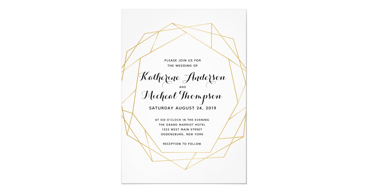 Gold Geometric Wedding Invitation | Zazzle.com