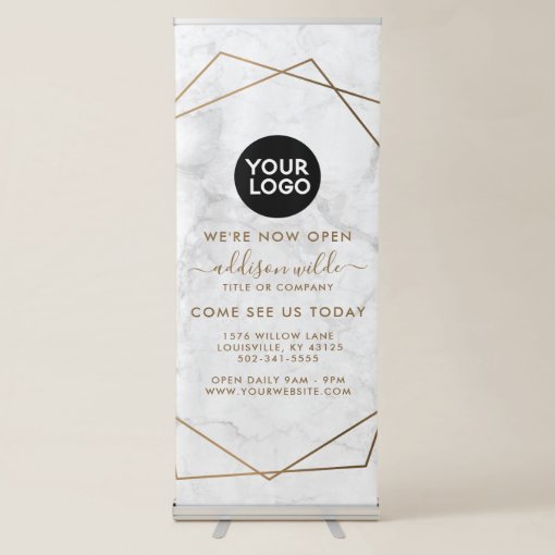 Gold Geometric White Marble Abstract Simple Modern Retractable Banner ...