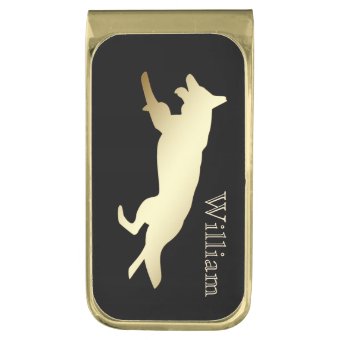 Gold German Shepherd Dog Personalized Gold Finish Money Clip | Zazzle