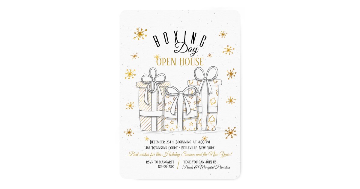 Gold Gifts Boxing Day Invitation | Zazzle.com