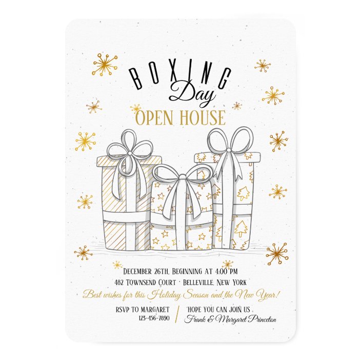 Gold Gifts Boxing Day Invitation | Zazzle.com
