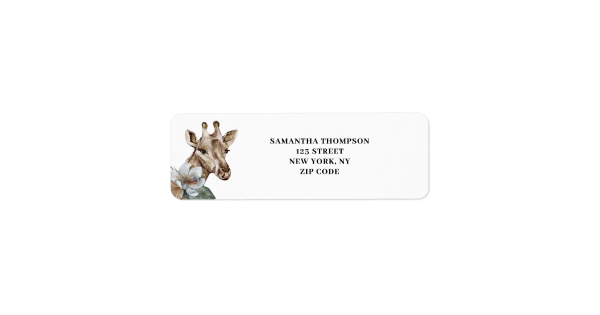 Gold Giraffe Floral Label | Zazzle
