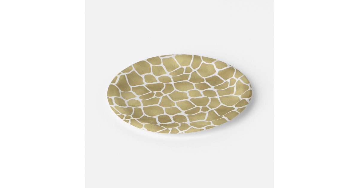 Gold Giraffe Print Paper Plates | Zazzle