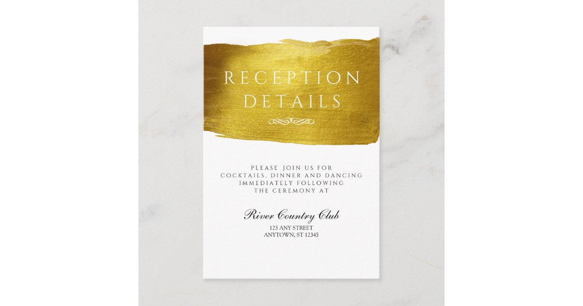 Gold Glam and Elegant Wedding Reception card | Zazzle