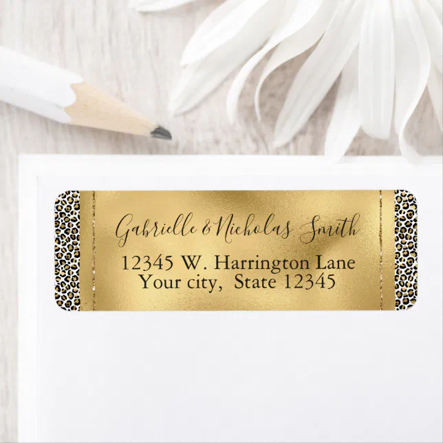 Gold Glam Black Leopard Print Label | Zazzle