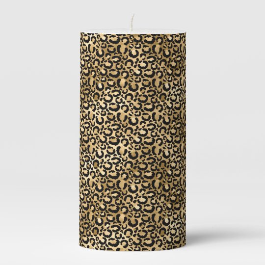 Gold Glam Black Leopard Print Pillar Candle | Zazzle.com