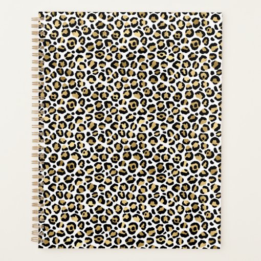 Gold Glam Black Leopard Print Planner | Zazzle