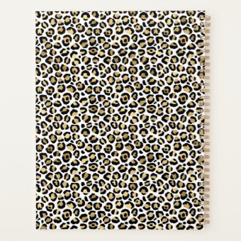 Gold Glam Black Leopard Print Planner | Zazzle