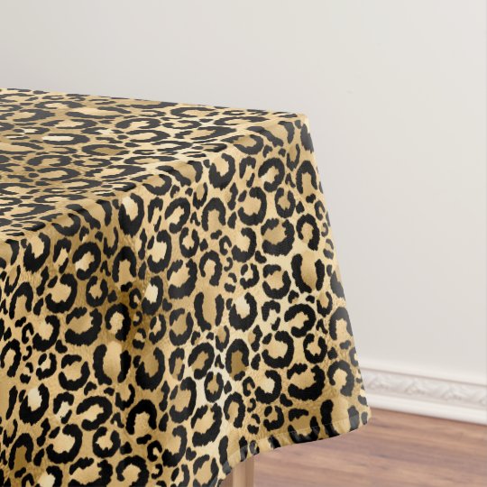 Gold Glam Black Leopard Print Tablecloth | Zazzle.com