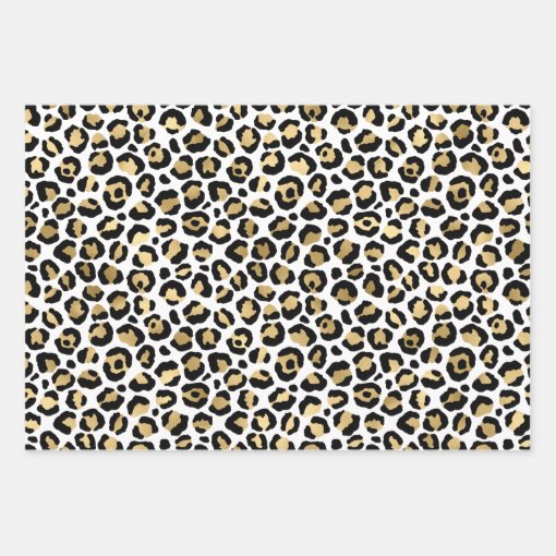 Gold Glam Black Leopard Print Wrapping Paper Sheets | Zazzle