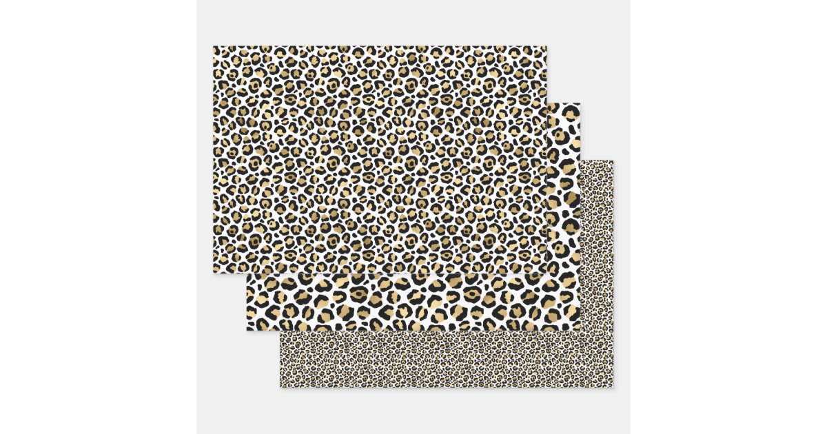 Gold Glam Black Leopard Print Wrapping Paper Sheets | Zazzle