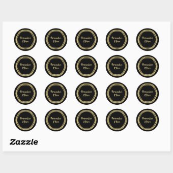 Gold Glam & Black Rings (Any Color) Modern Glam Classic Round Sticker ...