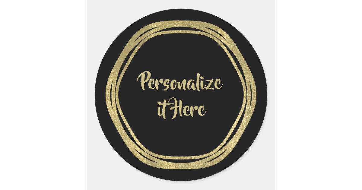Gold Glam & Black Rings (Any Color) Modern Glam Classic Round Sticker ...