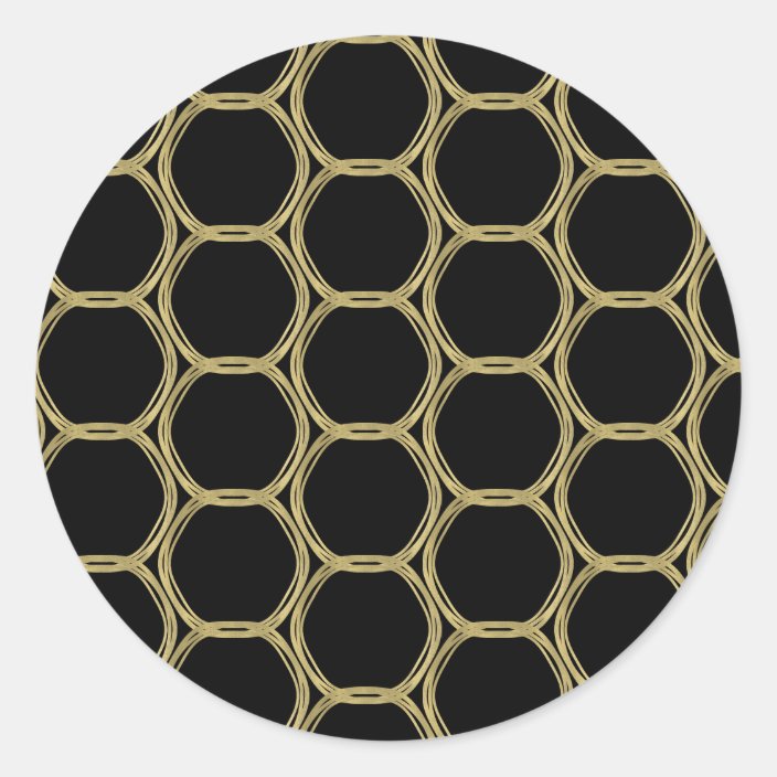 Gold Glam & Black Rings Modern Glam Party Classic Round Sticker ...