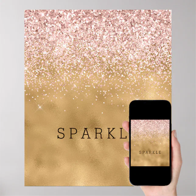 Gold Glam Blush Pink Glitter Sparkle Poster | Zazzle