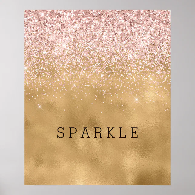 Gold Glam Blush Pink Glitter Sparkle Poster | Zazzle
