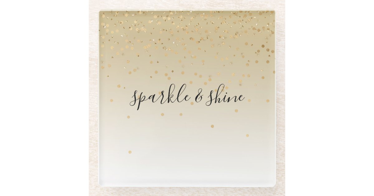 Gold Glam Confetti Ombre Glass Coaster | Zazzle