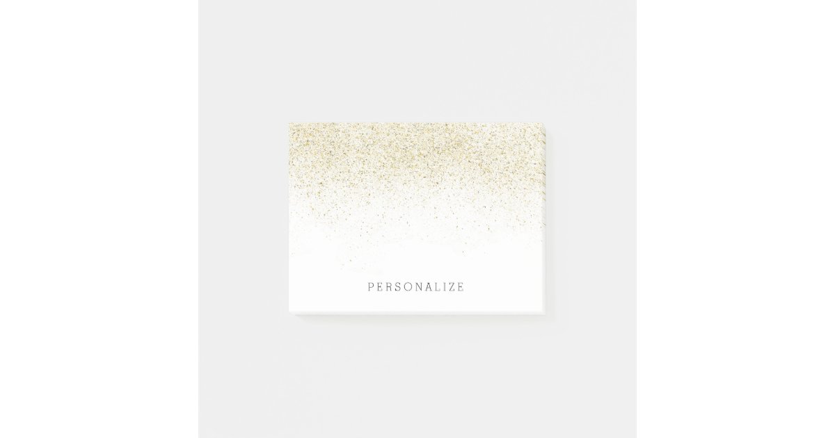 Gold Glam Faux Glitter Post-it Notes | Zazzle