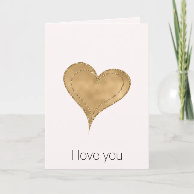 Gold Glam Glitter Heart Card | Zazzle