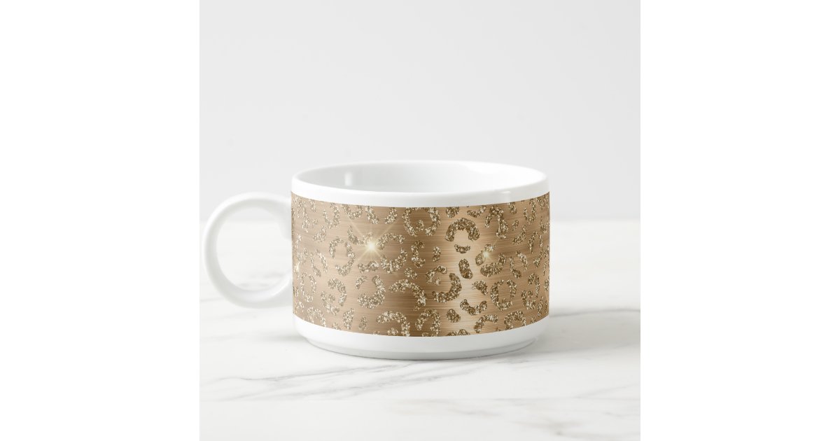 Gold Glam Glitter Leopard Print Bowl | Zazzle