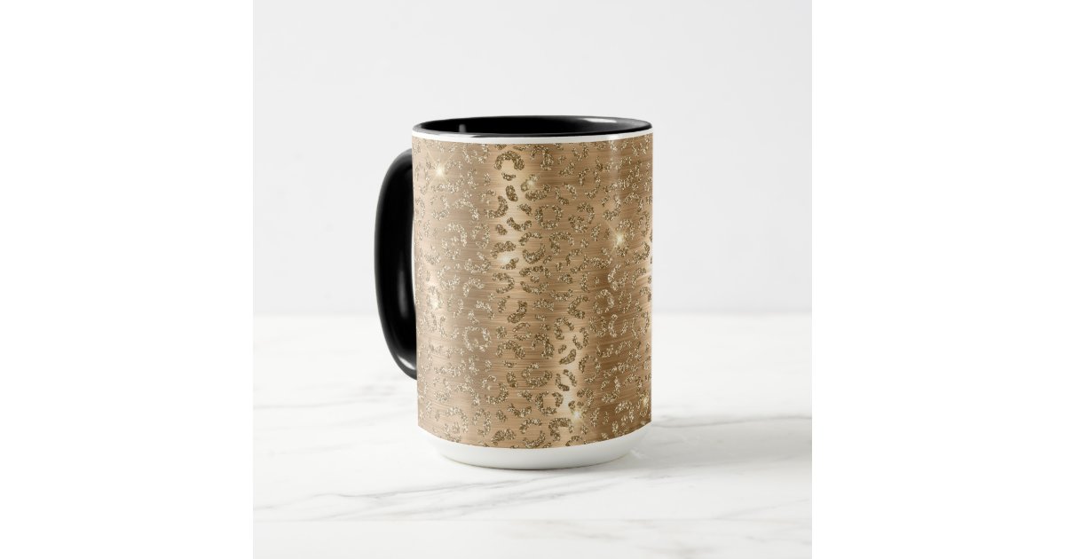 Gold Glam Glitter Leopard Print Mug | Zazzle