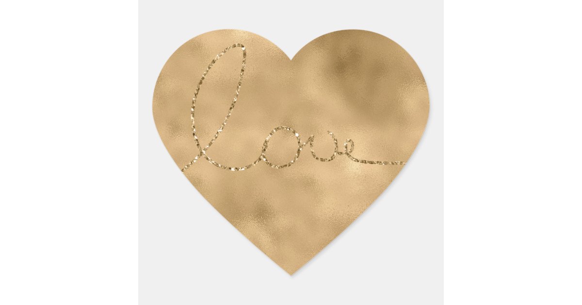 Gold Glam Glitter Love Heart Heart Sticker | Zazzle