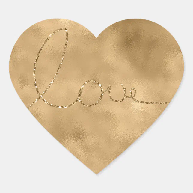Gold Glam Glitter Love Heart Heart Sticker | Zazzle