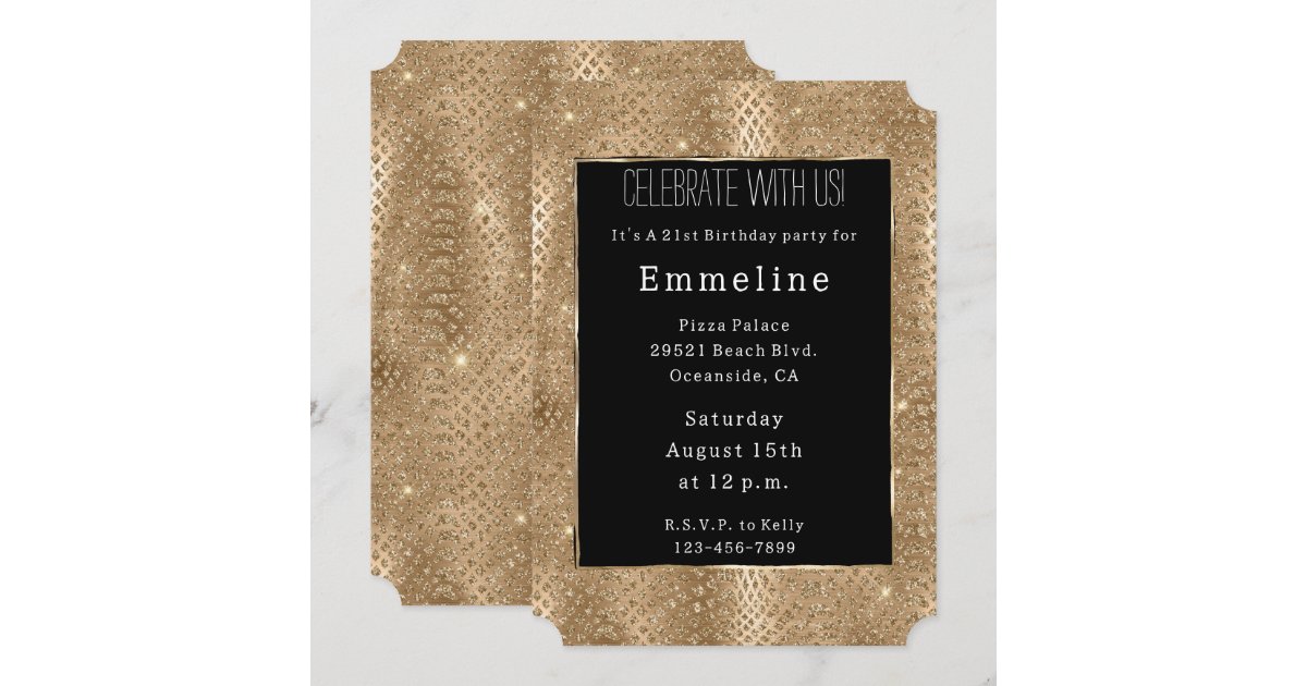 Gold Glam Glitter Snake Skin Invitation | Zazzle