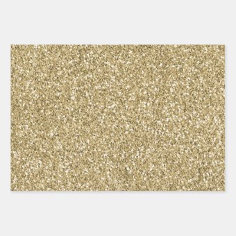Gold Glam Glitzy Glitter Sparkle Wrapping Paper Sheets | Zazzle