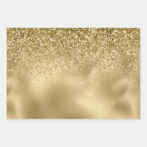 Gold Glam Glitzy Glitter Sparkle Wrapping Paper Sheets | Zazzle