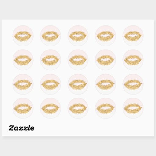 Gold Glam Kiss Lips Blush Pink Ombre Classic Round Sticker | Zazzle
