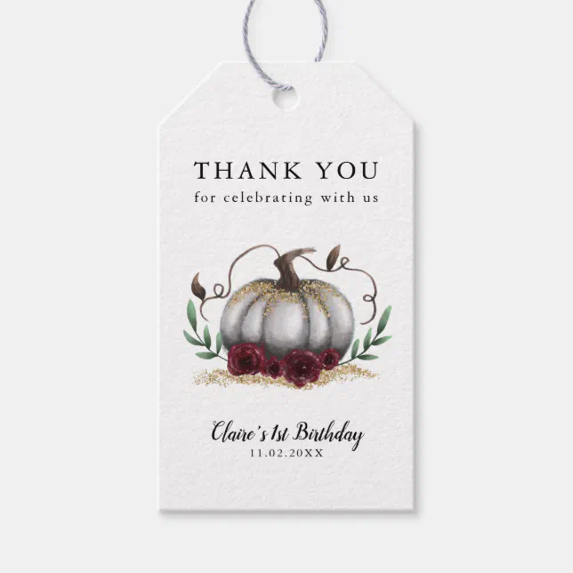 Gold Glam Little Pumpkin Birthday Party Favor Gift Tags | Zazzle