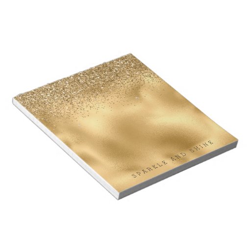 Gold Glam Sparkle Faux Glitter Notepad | Zazzle