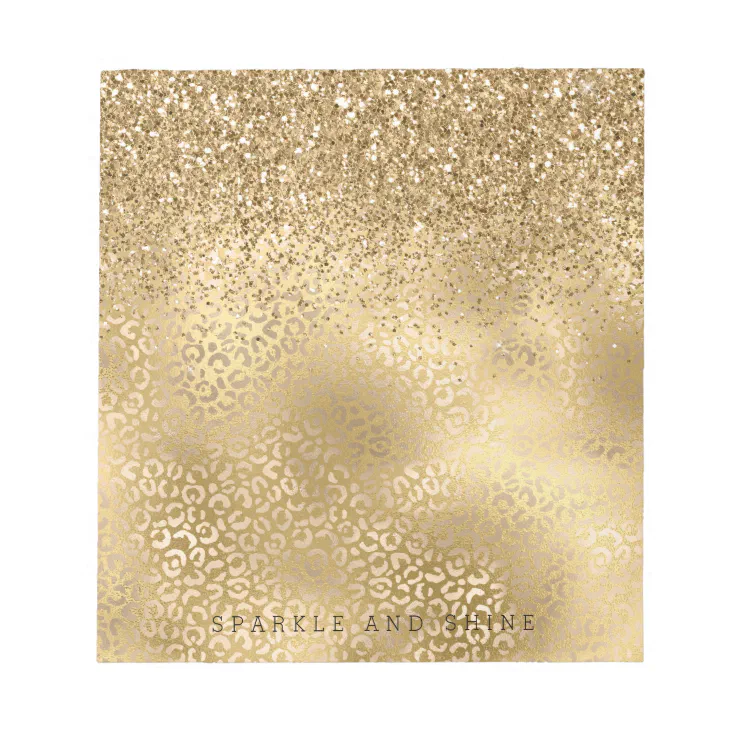 Gold Glam Sparkle Leopard Print Glitter Notepad | Zazzle
