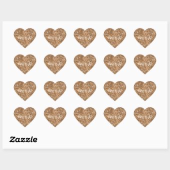 Gold Glam Sparkling Glitter Heart Sticker | Zazzle