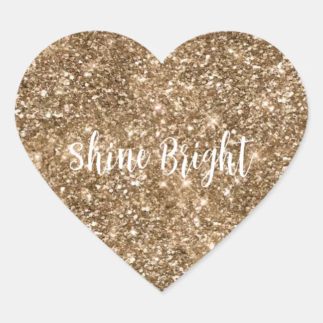 Gold Glam Sparkling Glitter Heart Sticker | Zazzle