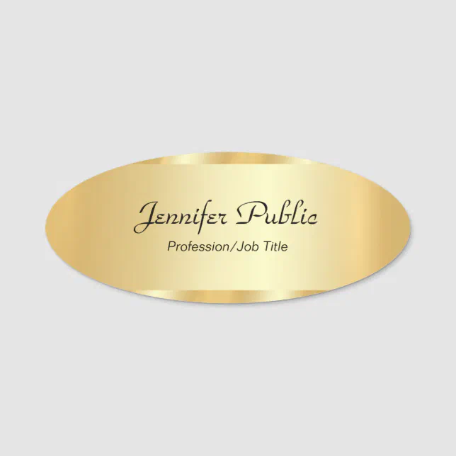 Gold Glamour Elegant Script Personalized Template Name Tag | Zazzle