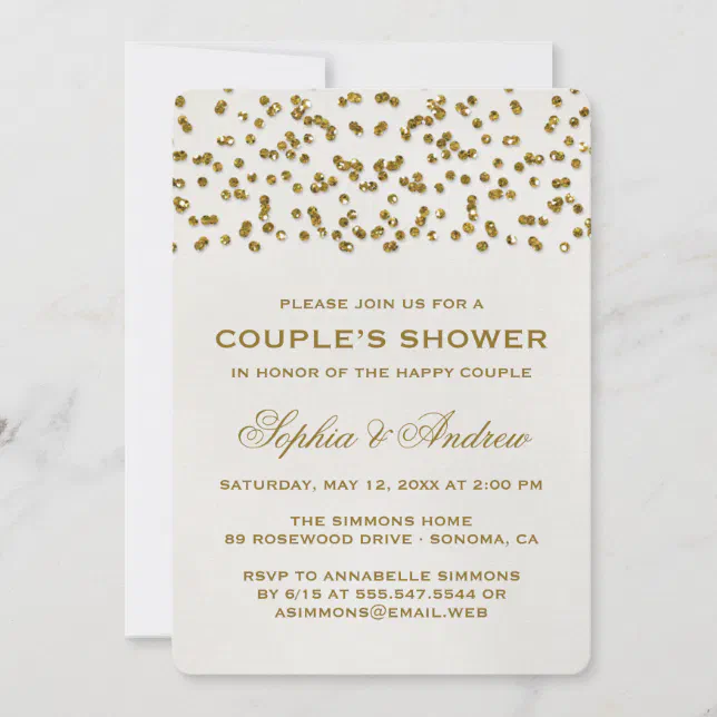 Gold Glamour Glitter Confetti Couple's Shower Invitation | Zazzle