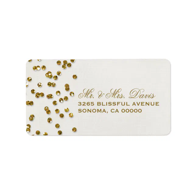 Gold Glamour Glitter Confetti Labels | Zazzle